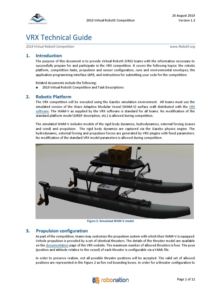 VRX Technical Guide: 2019 Virtual Robotx Competition | PDF | Simulation ...