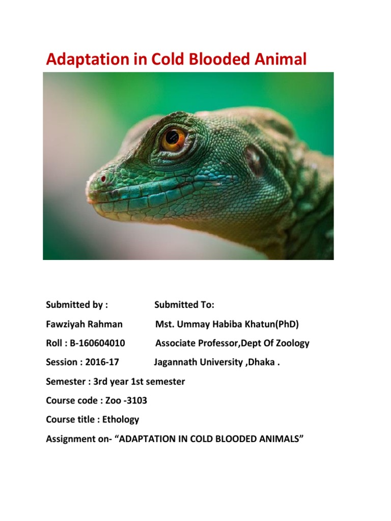 Adaptation in Cold Blooded Animals | PDF | Thermoregulation | Adaptation