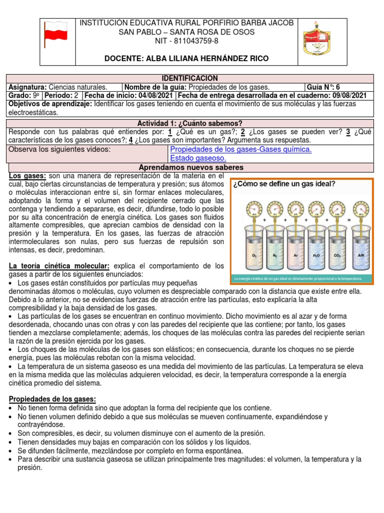 Propiedades y características de los gases | PDF | Gases | Presión