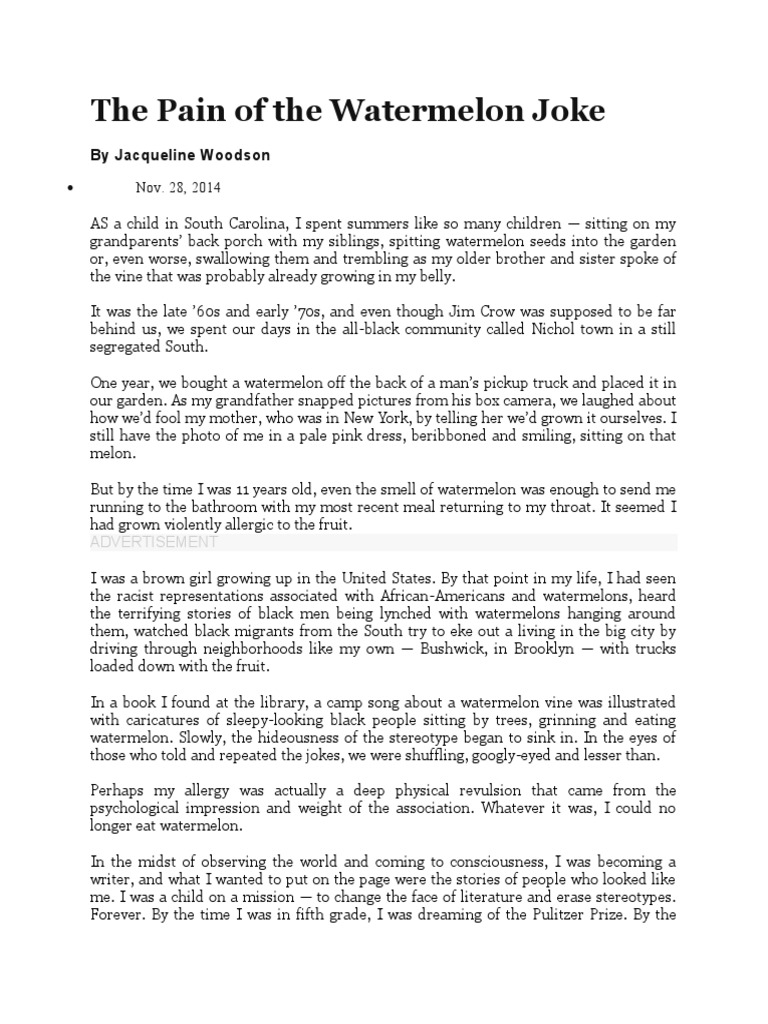 The Pain of The Watermelon Joke | PDF