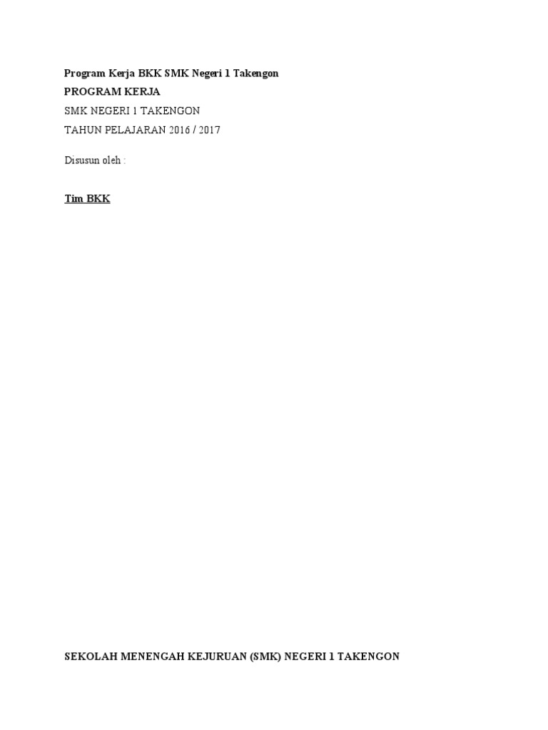 Program Kerja BKK SMK Negeri 1 Takengon | PDF