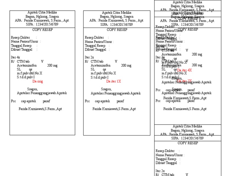Contoh Copy Resep Iter 2x dan 4x | PDF