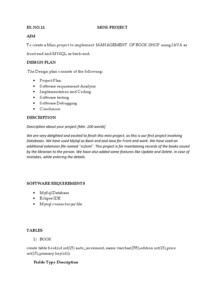 Mini Project | PDF | My Sql | Databases