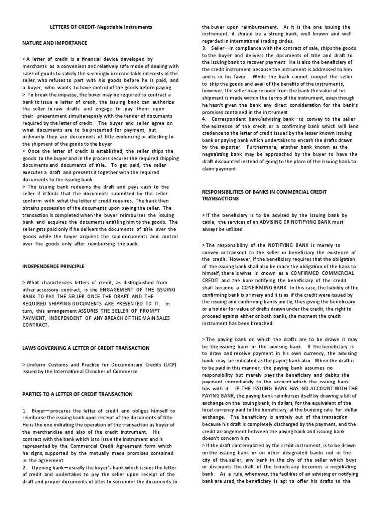 Letters of Credit and Trust Receipts Law | Download Free PDF | Letter ...