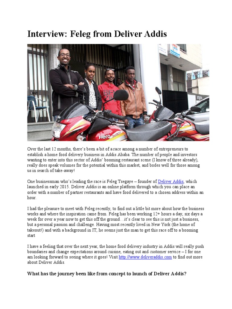 Interview: Feleg From Deliver Addis: What Has The Journey Been Like ...