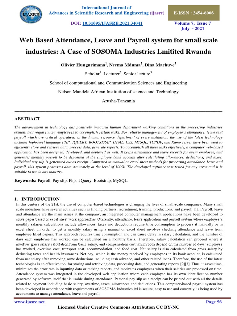 Web Based Attendance, Leave and Payroll System For Small Scale ...
