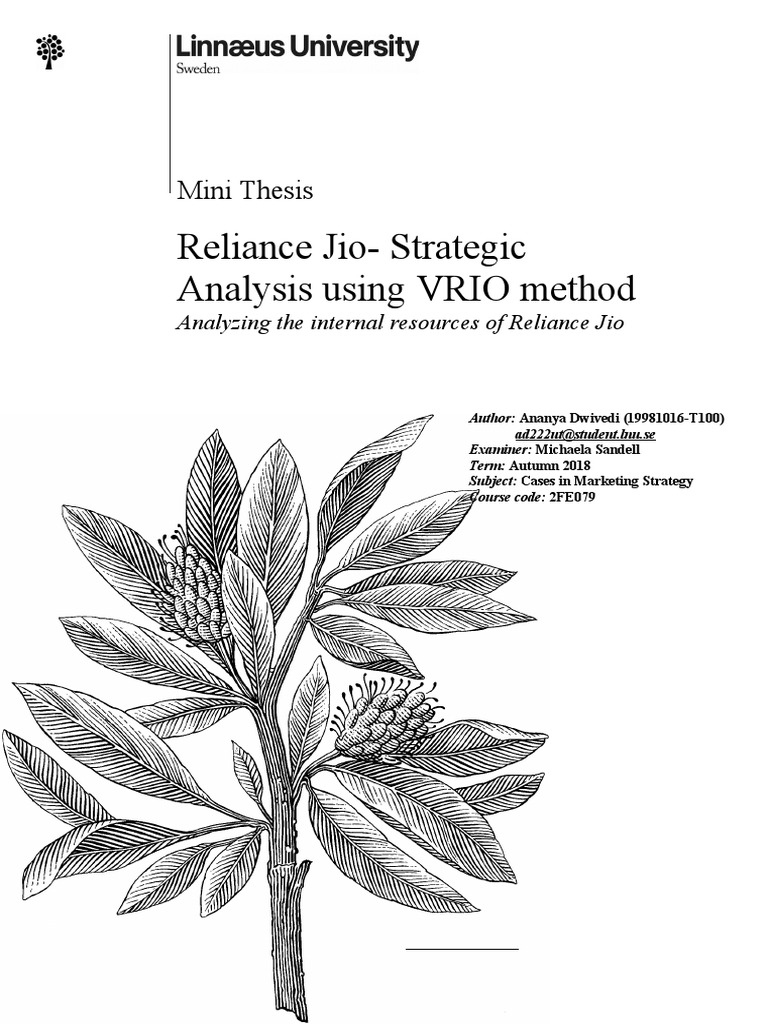 Reliance Jio - Strategic Analysis Using VRIO Method | PDF | Competitive ...