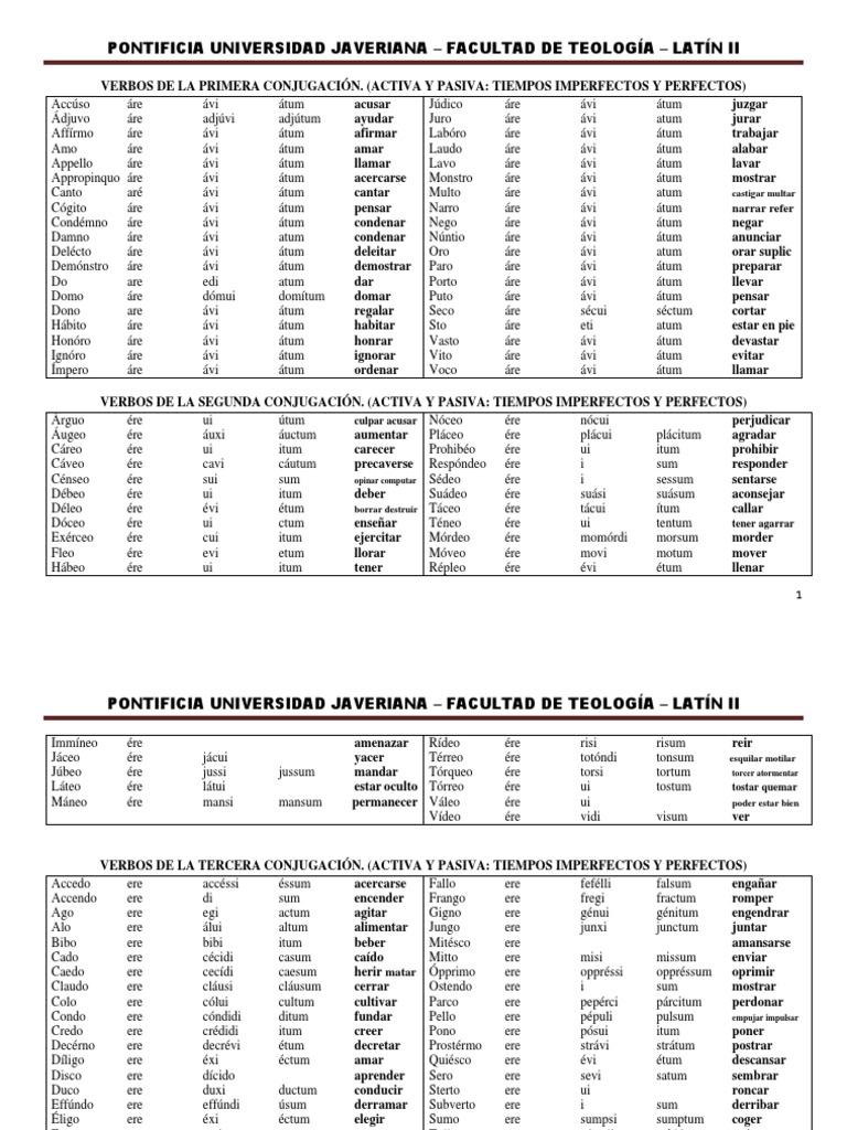 Conjugación de Verbos en Latín | PDF | Idiomas