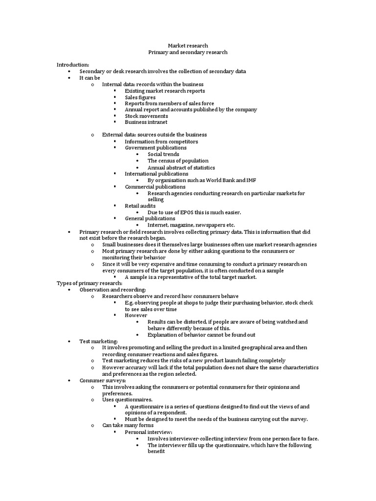 Market Research - Primary and Secondary Research | PDF | Interview ...