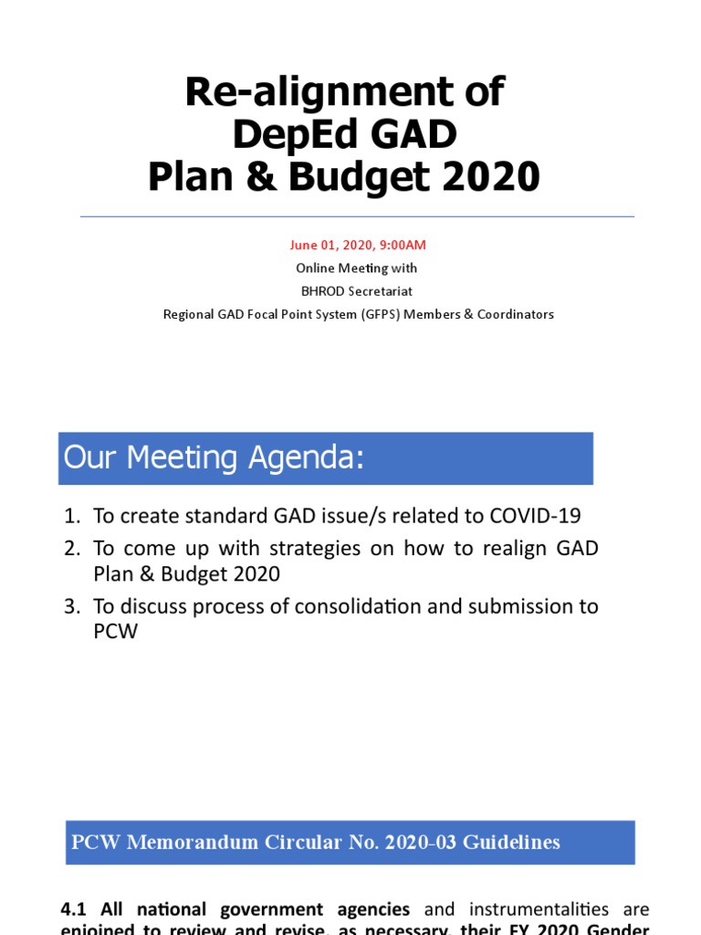 Re-Alignment of Deped Gad Plan & Budget 2020 | PDF | Violence Against ...