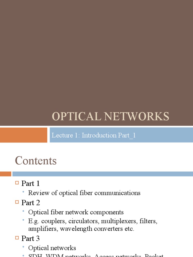 Lecture #1 Optical Fibers | PDF | Dispersion (Optics) | Optical Fiber