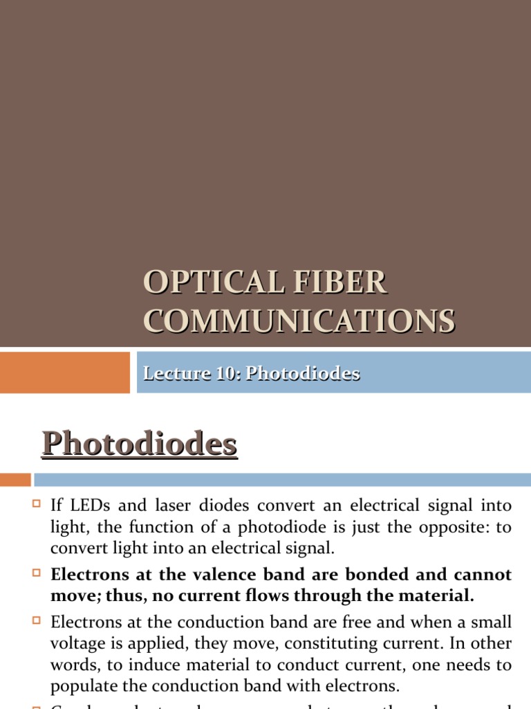 Photodiodes in Optical Fiber Communication | PDF | P–N Junction | Diode