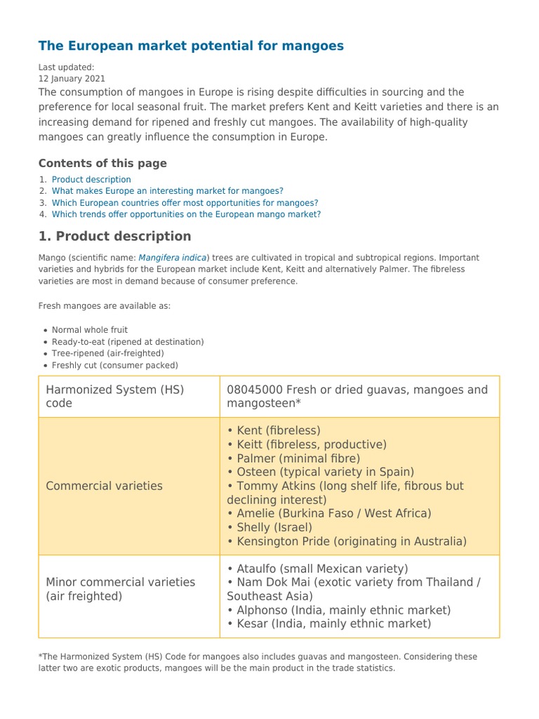 European Mango Market Insights | PDF | Mango | Netherlands