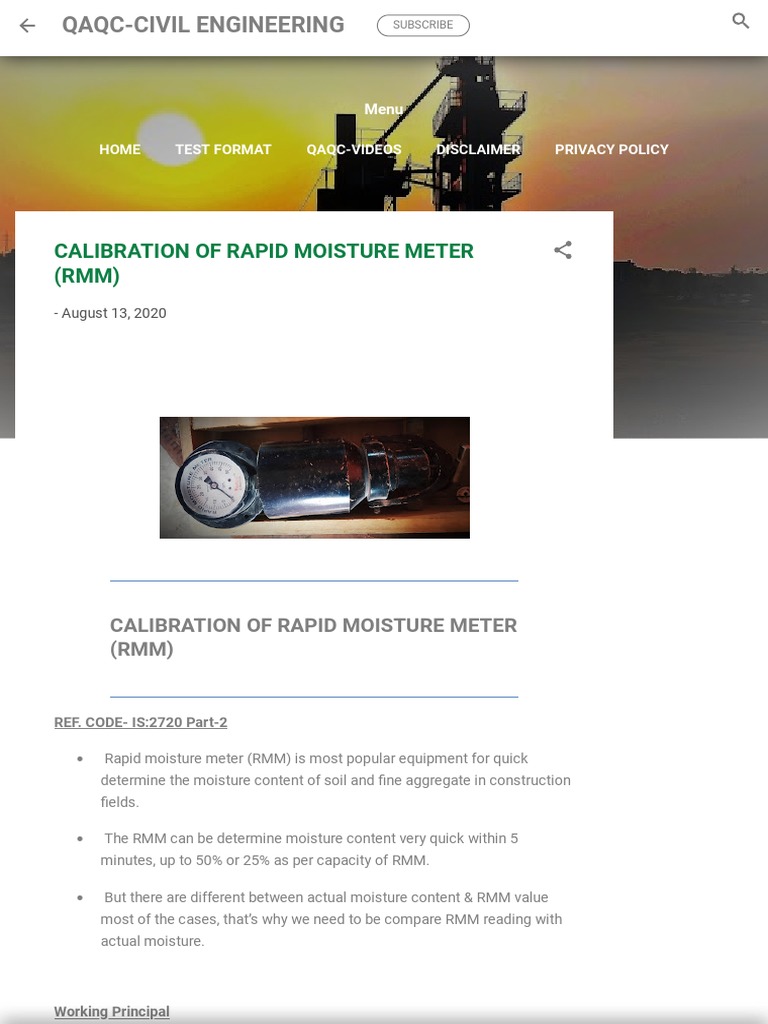 Calibration of Rapid Moisture Meter (RMM) | PDF | Calibration | Chemistry
