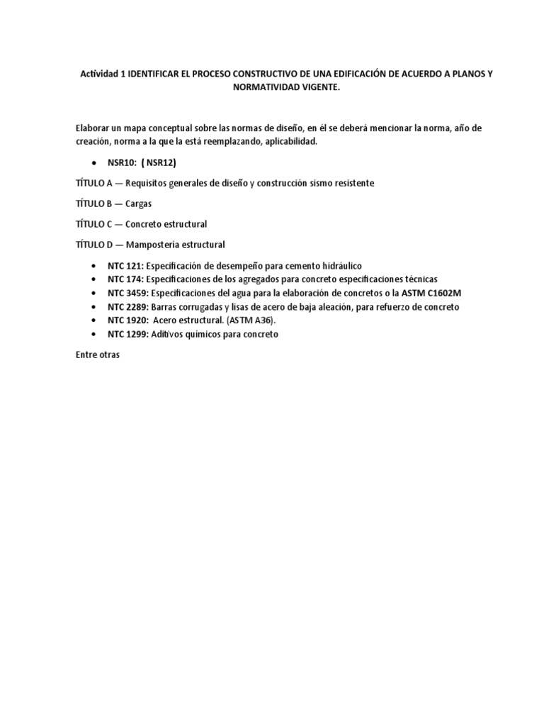 Actividad 1 Identificar El Proceso Constructivo de Una Edificación de Acuerdo A Planos Y ...