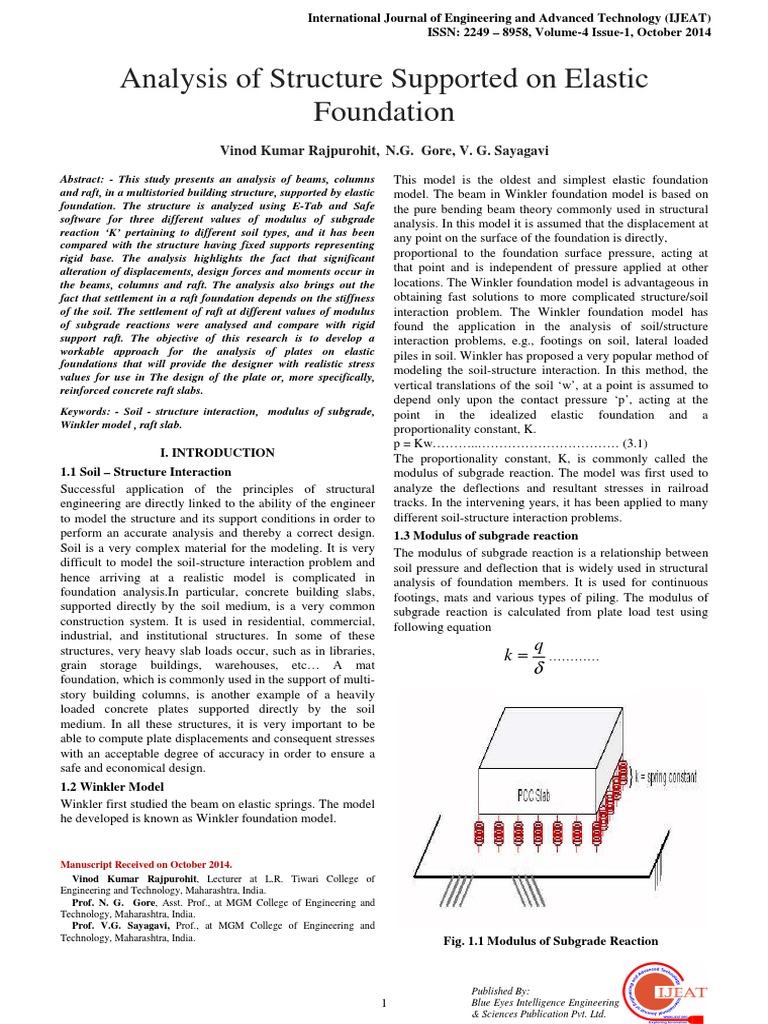 Elastic Foundation Analysis Using Winkler Model | PDF | Bending | Young ...