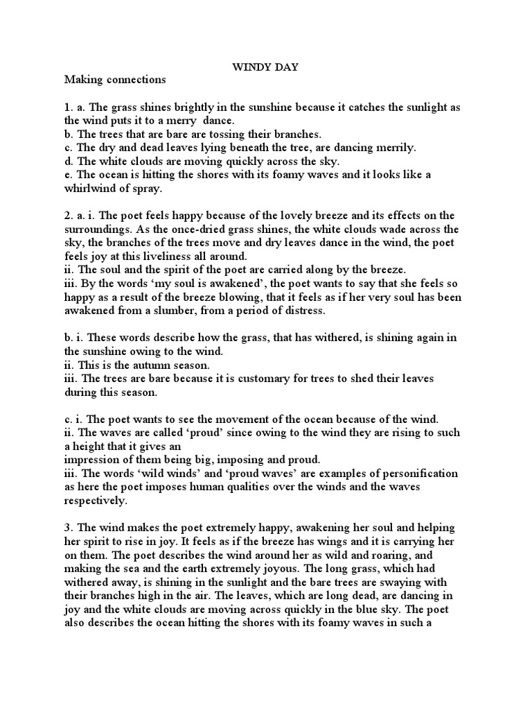 In The Woods On A Windy Day Q Ans | PDF | Wound | Sea