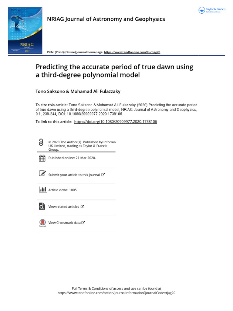 Predicting The Accurate Period of True Dawn Using A Third Degree ...