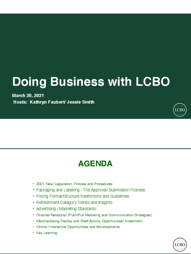 Doing Business With LCBO | PDF | Brand | Business Economics