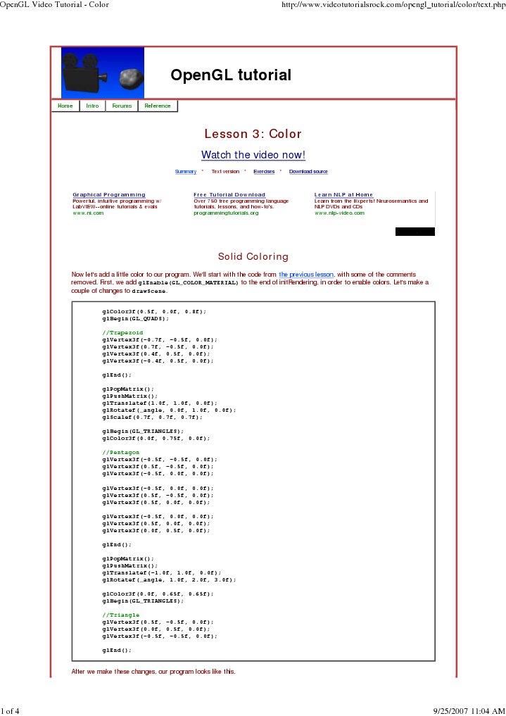 OpenGL Video Tutorial - Color | PDF | Rgb Color Model | Color