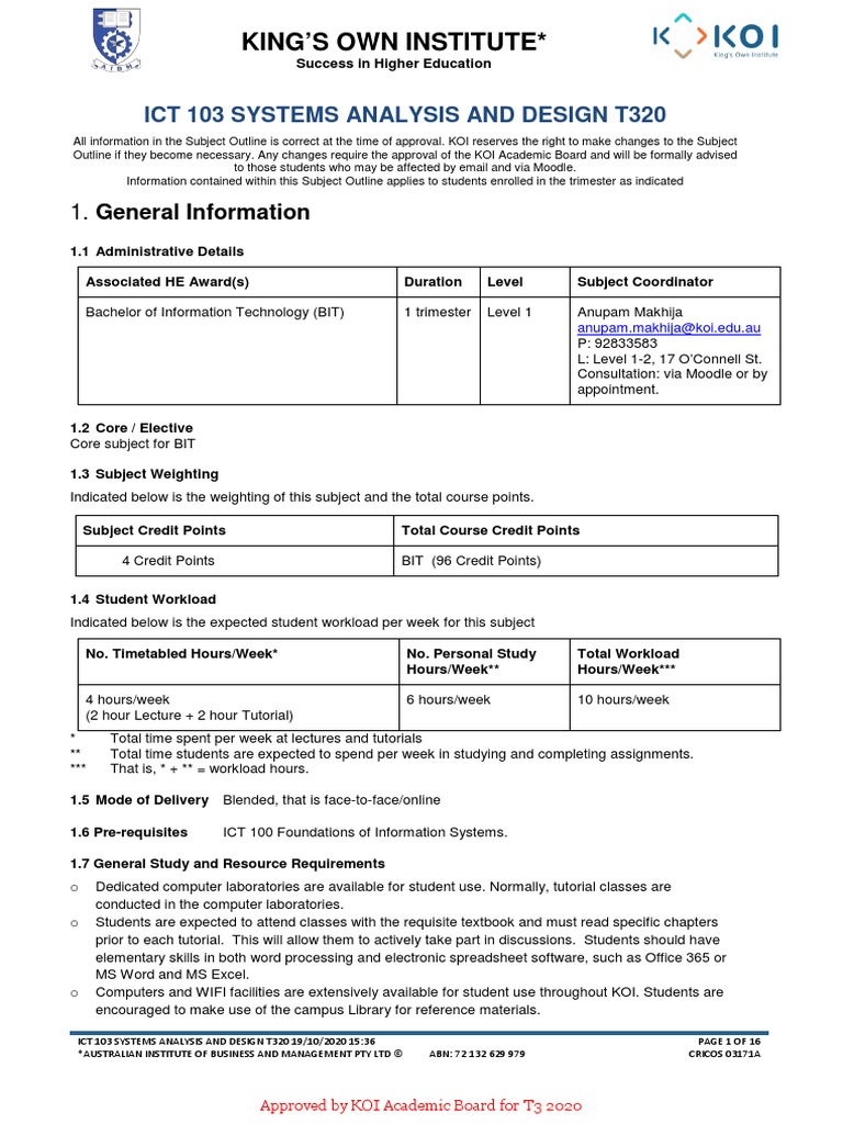 Ict103 Systems Analysis and Design t3 2020 | PDF | Use Case | Educational Assessment