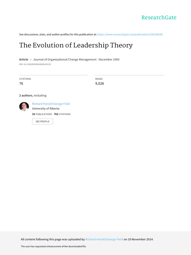 The Evolution of Leadership Theory | PDF