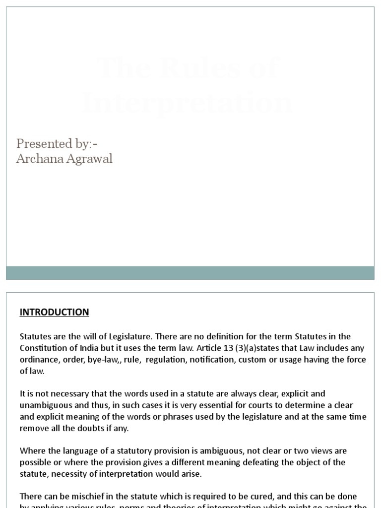 Interpretation of Statutes | PDF | Statutory Interpretation | Sources ...