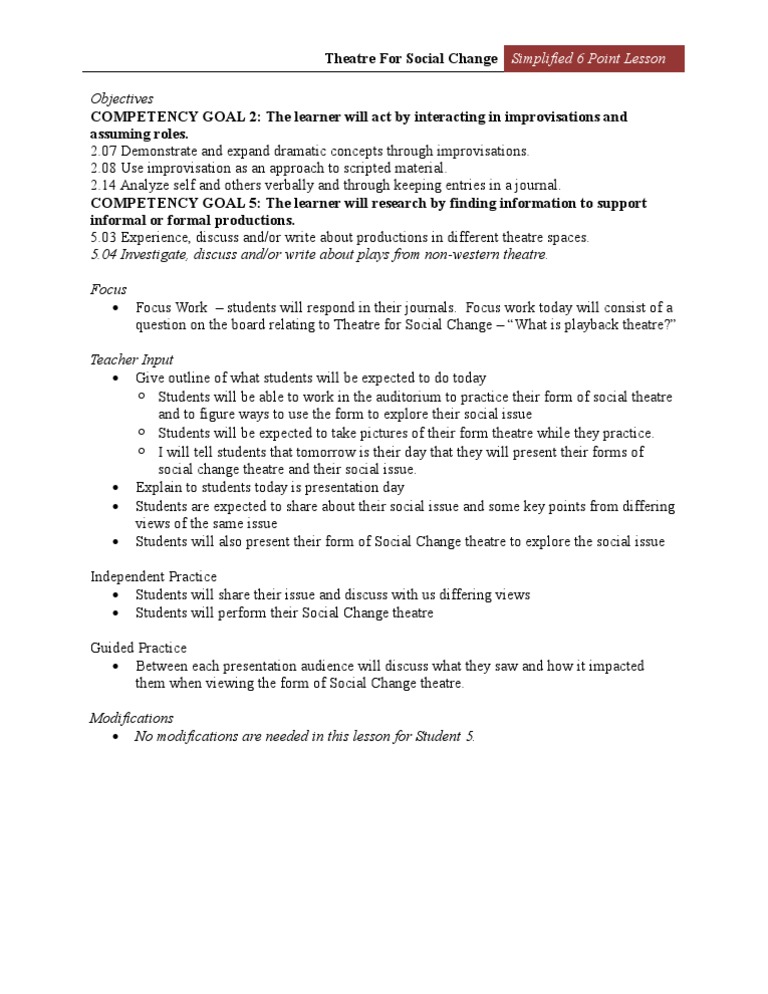 Theatre for Social Change: 6 Key Lessons | PDF