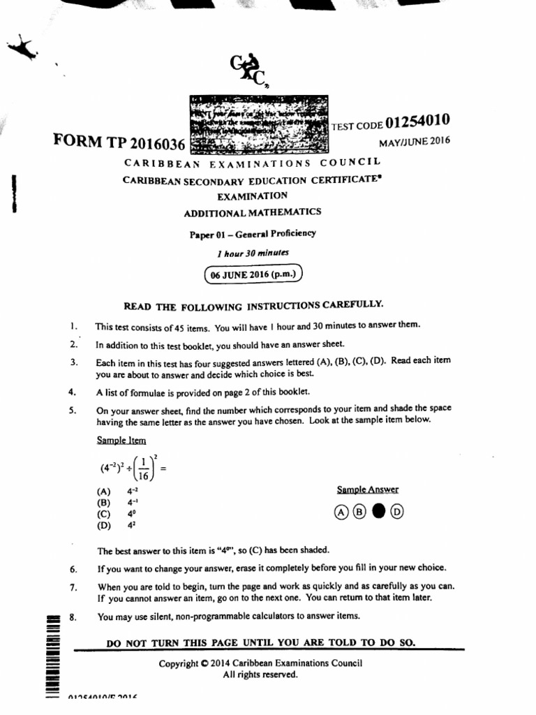 CSEC Additional Mathematics 2016 P1 Solutions | PDF CSEC Additional Mathematics 2016 P1 Solutions | PDF