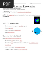 Earths Rotation and Revolution Quiz | PDF