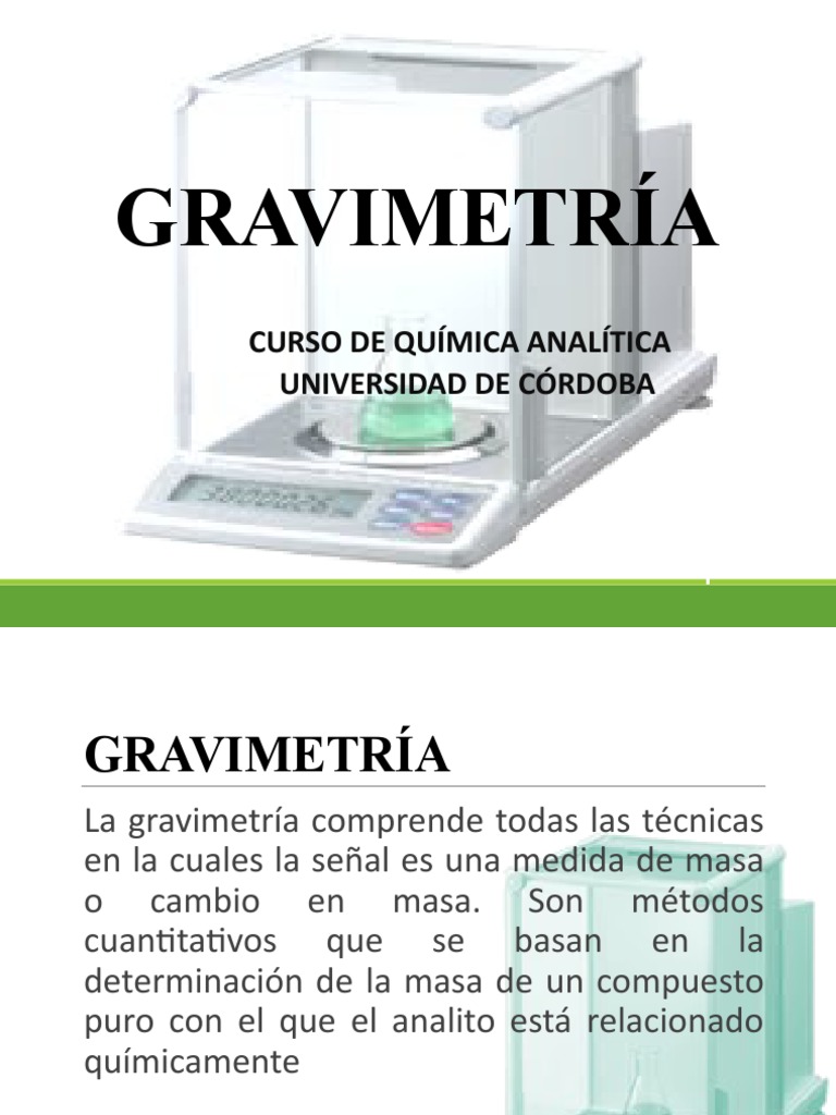 Gravimetria Presentación | PDF | Solubilidad | Química Física