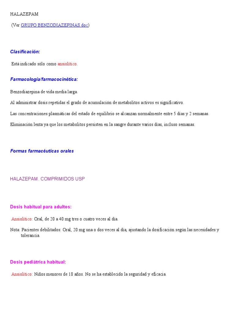 Información de Halazepam para Adultos | PDF
