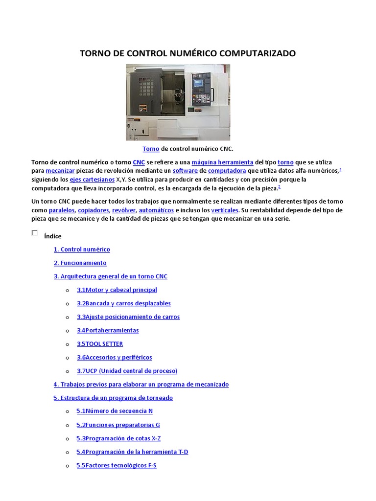 Torno de Control Numérico Computarizado | PDF | Control numerico | Mecanizado