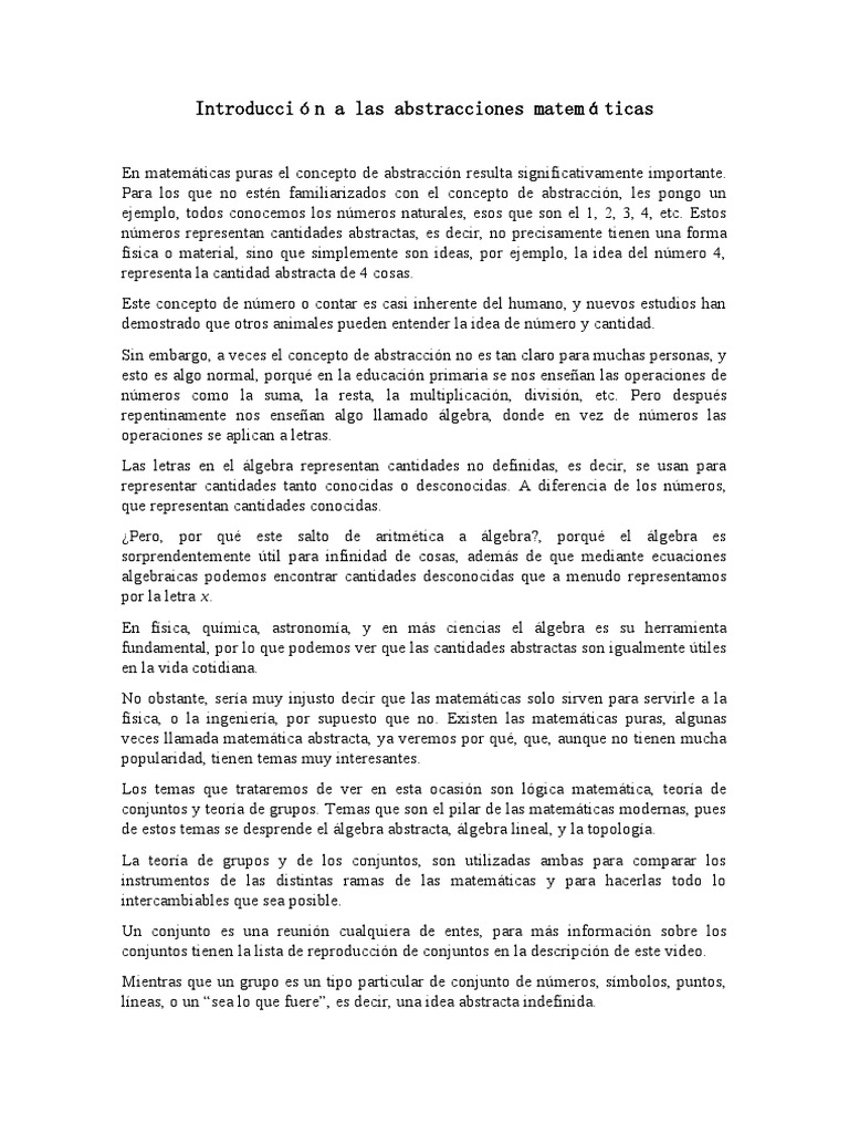 Introducción a la Matemática Abstracta | PDF | Números | Conjunto ...