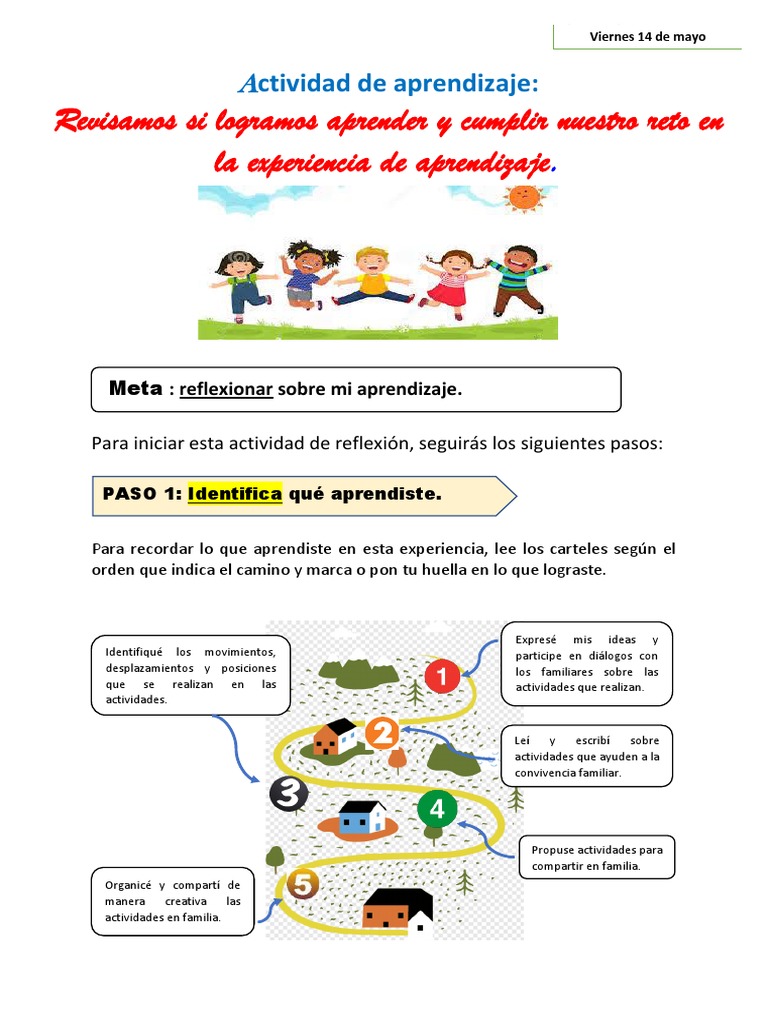 DIA 5 Revisamos Si Logramos Aprender y Cumplir Nuestro Reto en La Experiencia de Aprendizaje ...