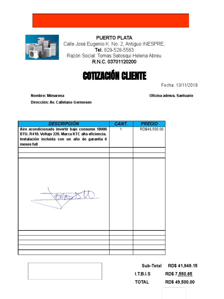 Cotizacion Refri Cool | PDF