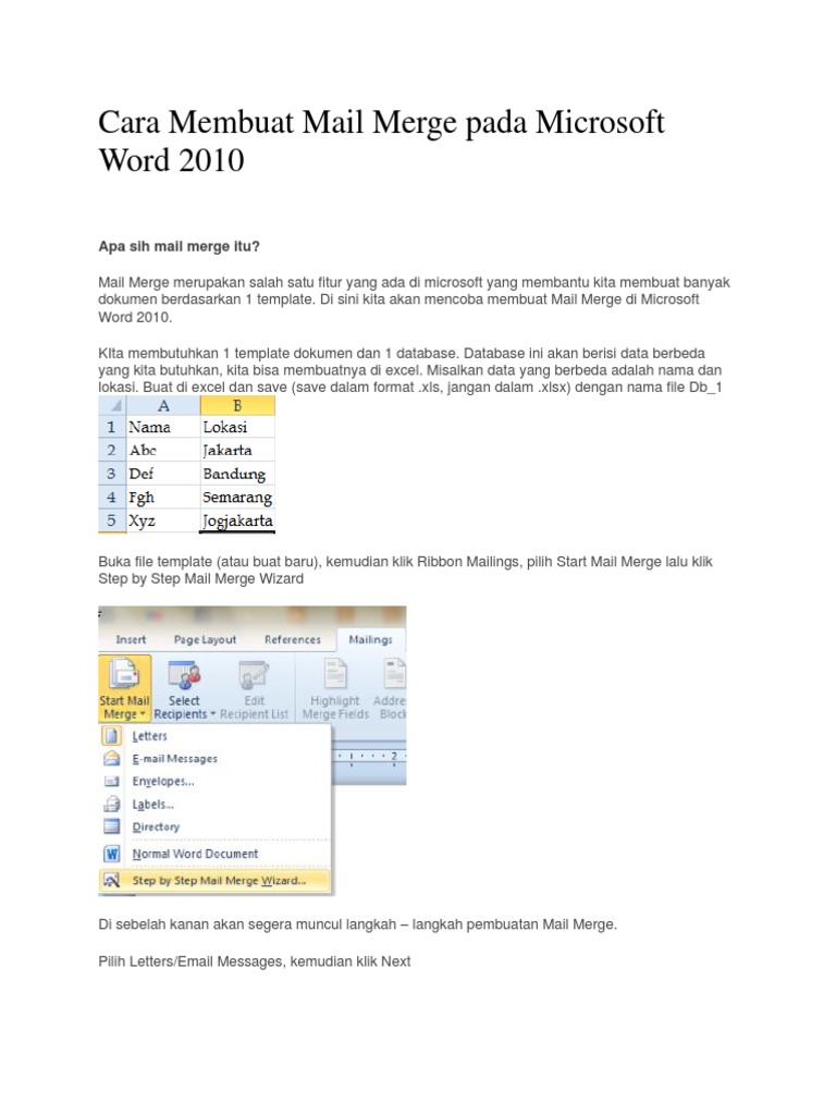 Membuat Surat Masal Dengan Mail Merge | PDF