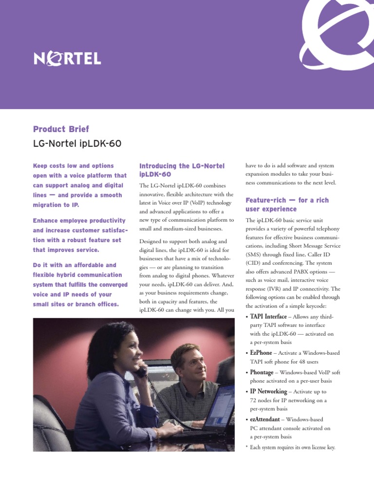 Lg-Nortel Ipldk-60: Product Brief | PDF | Voice Over Ip | Telephone