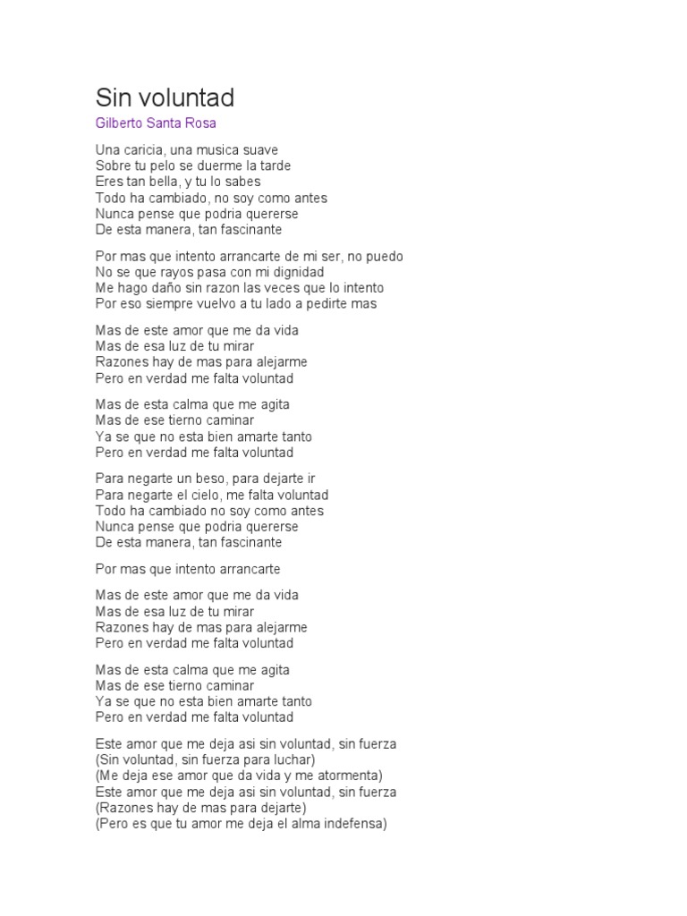 Sin Voluntad Gilberto Santa Rosa | PDF