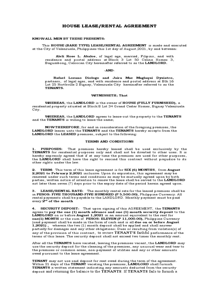House Rental Agreement | PDF | Lease | Leasehold Estate