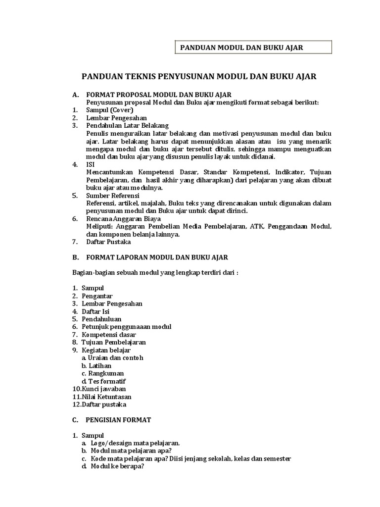 Format Modul Dan Buku Ajar Dan Hal Pengesahan | PDF