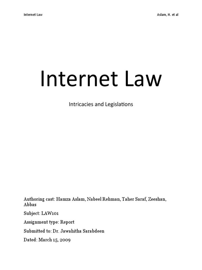 Internet Law: Intricacies and Legislations | PDF | Human Rights ...