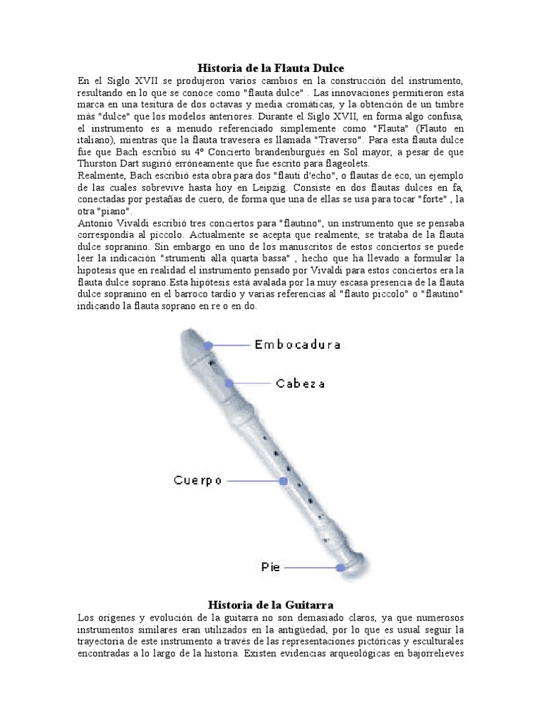 Historia de la Flauta Dulce | PDF | Grabadora (instrumento musical ...