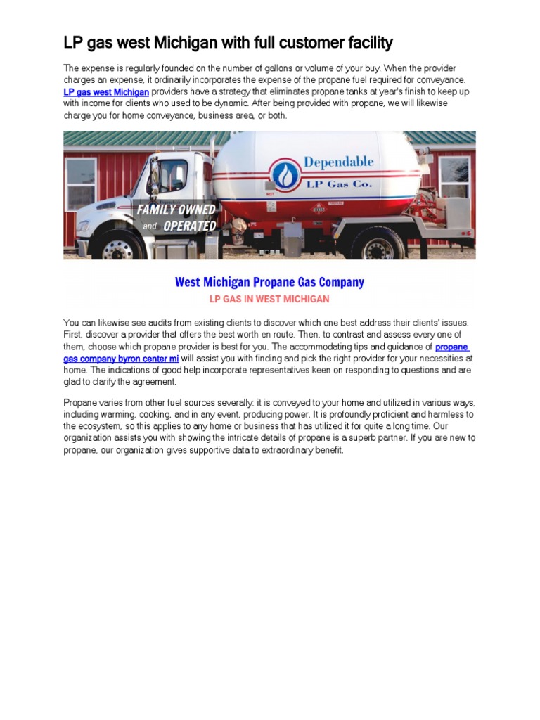 Dependablelpgas - LP Gas West Michigan With Full Customer Facility | PDF