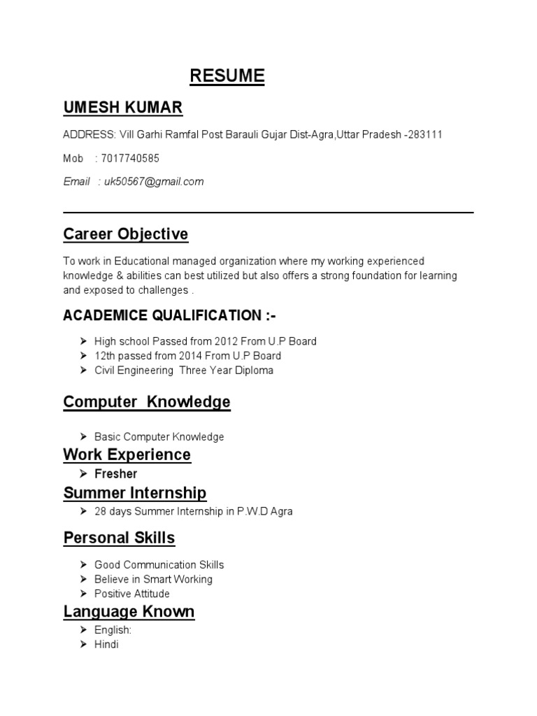 Umesh Resume PP | PDF