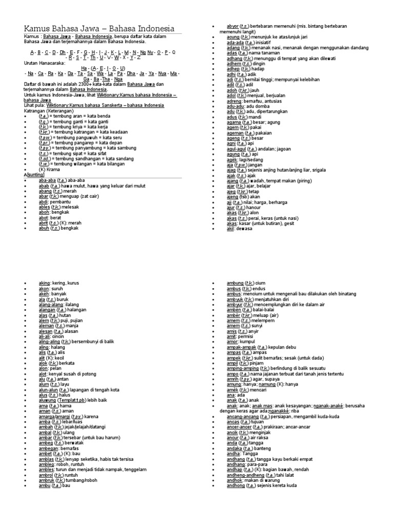 Kamus Bahasa Jawa | PDF