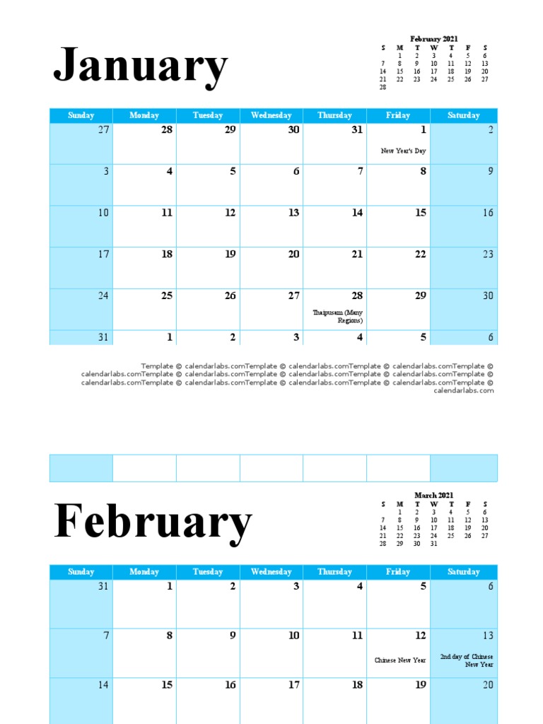 2021 Malaysia Monthly Calendar Colorful Design 05 | PDF | Observances ...