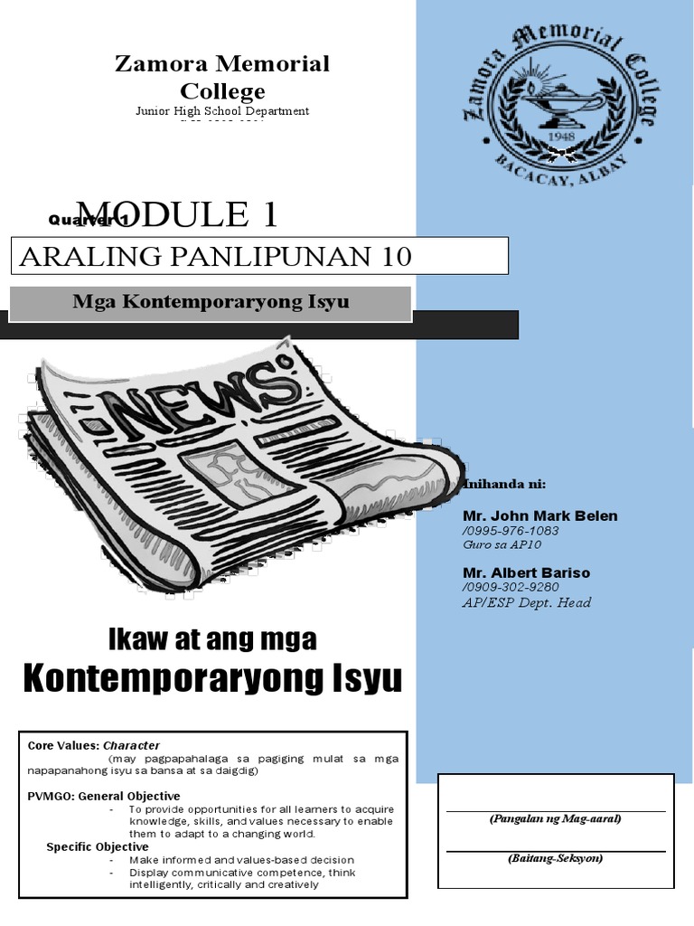 Konsepto NG Kontemporaryong Isyu | PDF