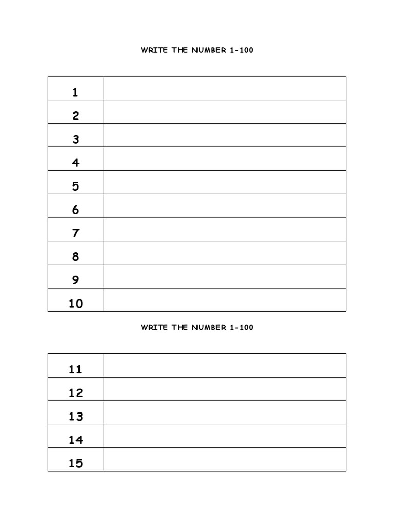 Write The Number 1 | PDF