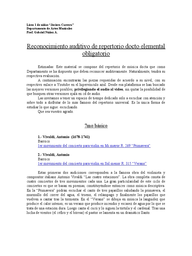 Repertorio Elemental | PDF | Ludwig Van Beethoven | Johann Sebastian Bach